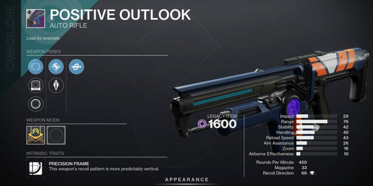 Destiny 2: Positive Outlook God Roll Guide | The Nerd Stash