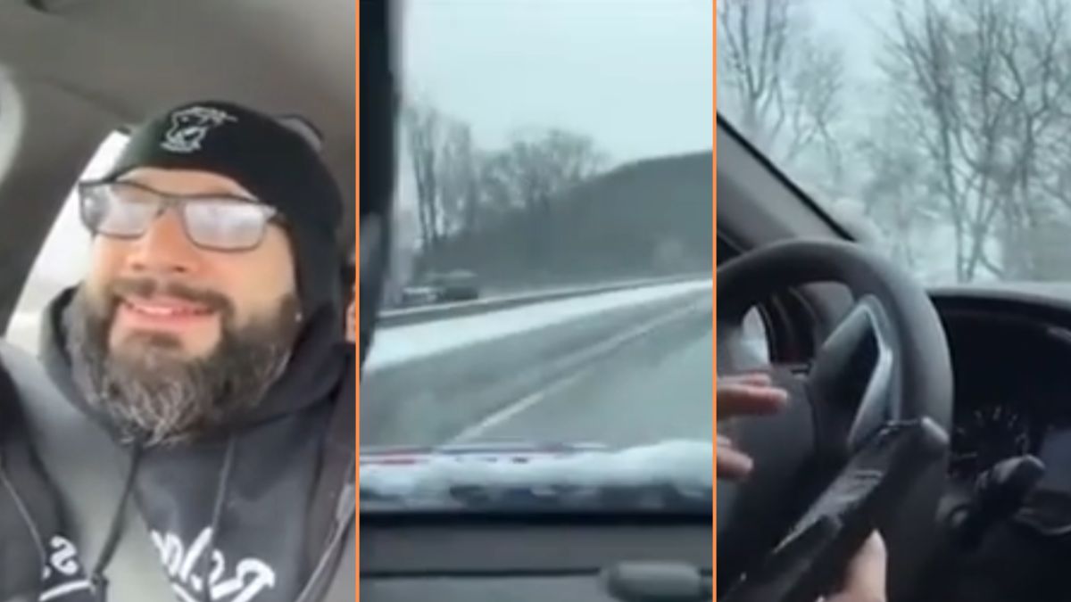 Family Skids and Crashes on Icy Road While Singing MAGA Version of YMCA ...