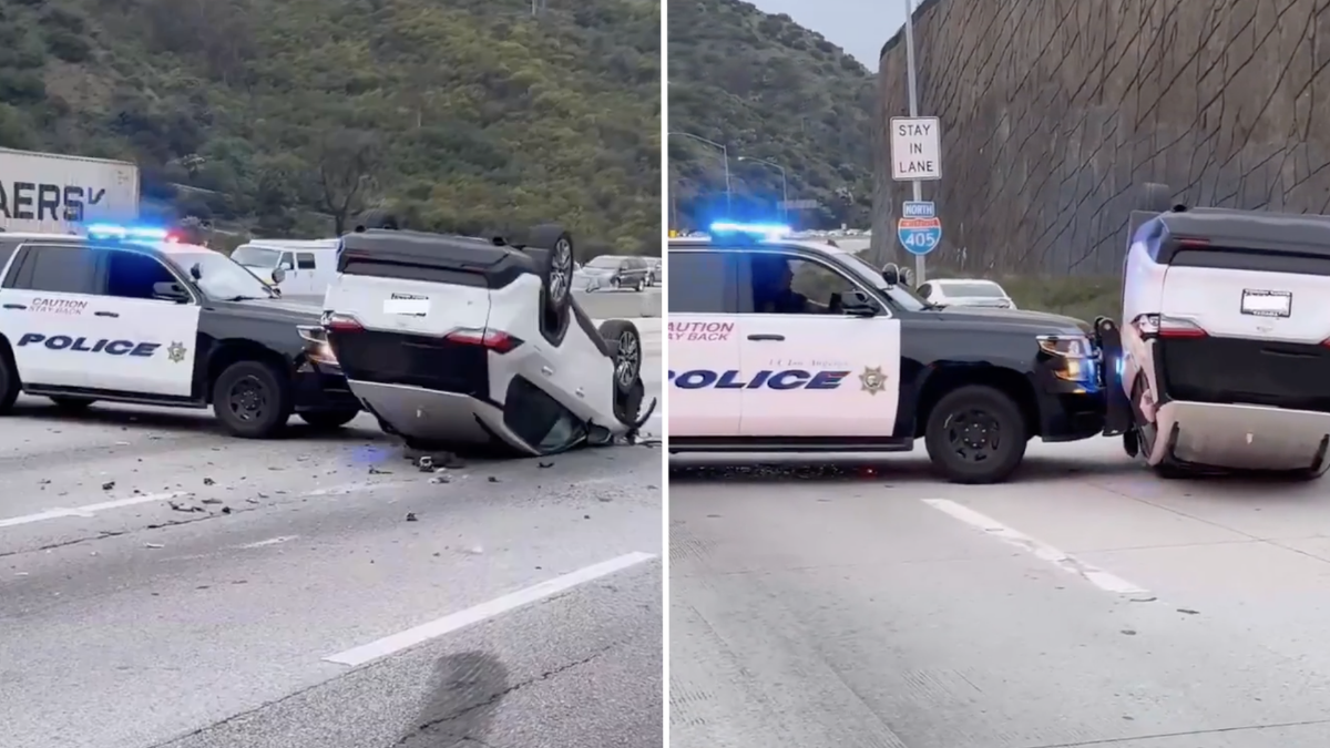 LA Cop Rams Overturned Car Across Road To Keep 405 Highway Traffic Flowing: 'Finally, Someone ...